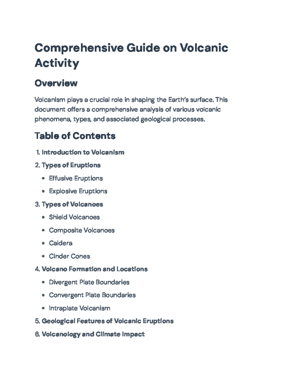 Comprehensive Analysis of Volcanic Activity: Types and Effects ...