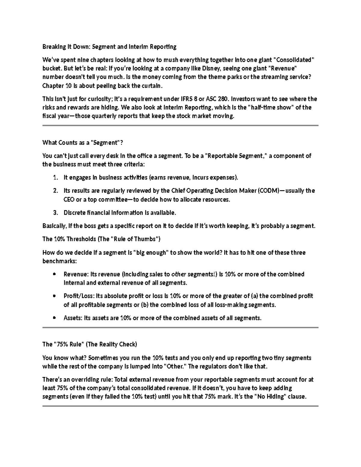 Advanced Financial Reporting and Consolidations: Chapter 10 Review ...