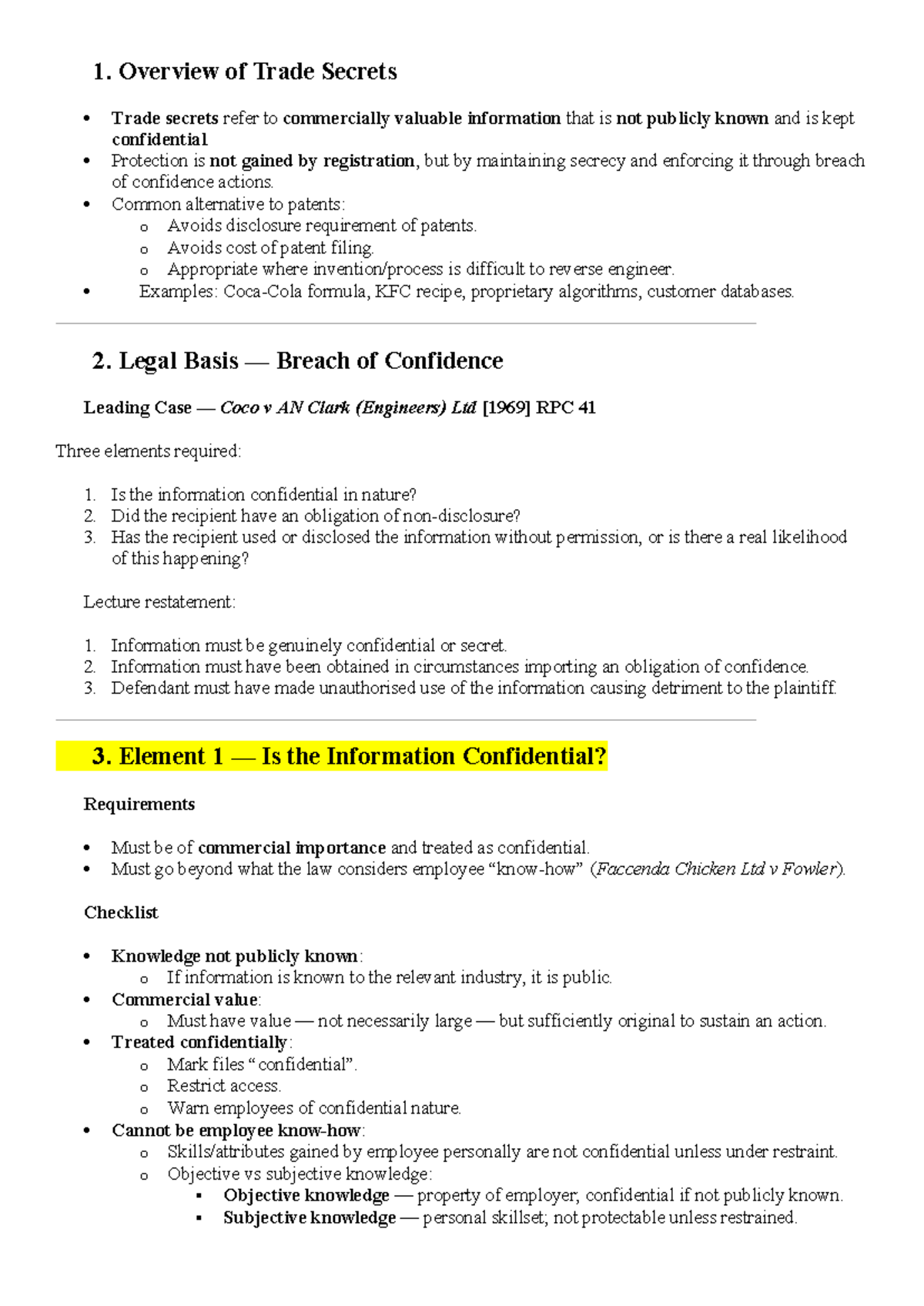 Lecture 5 - Patents and Trade Secrets Overview and Legal Basis - Studocu