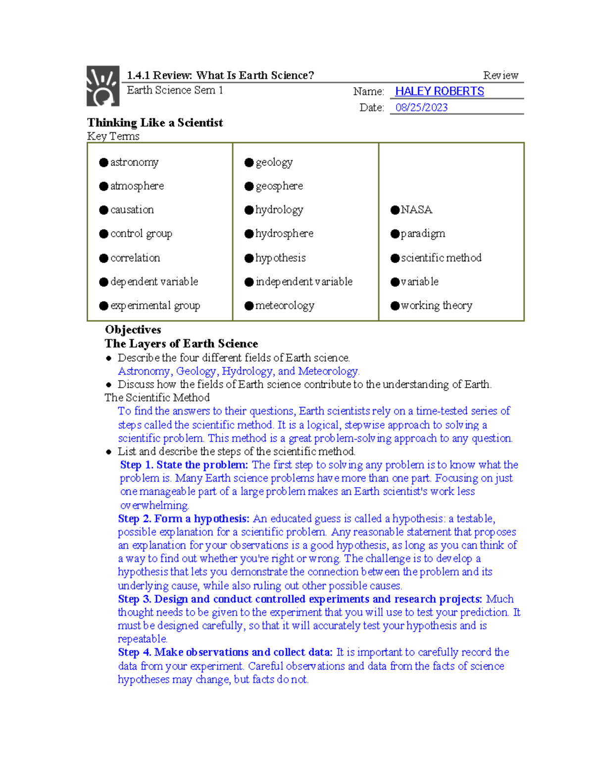 1.4.1 Earth Science Review: Key Concepts and Scientific Method Insights ...