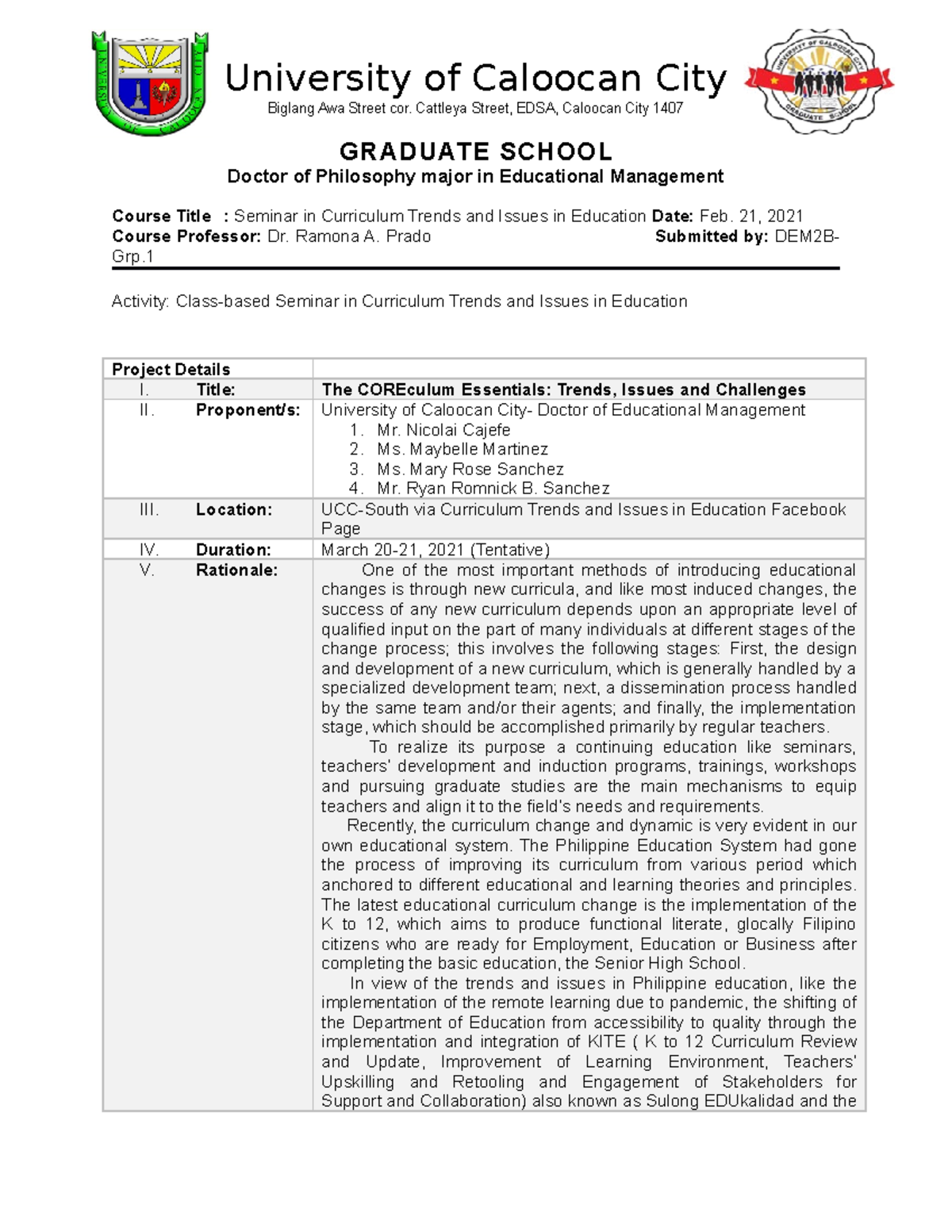 Project Proposal for Class Based Seminar 1 - Biglang Awa Street cor ...