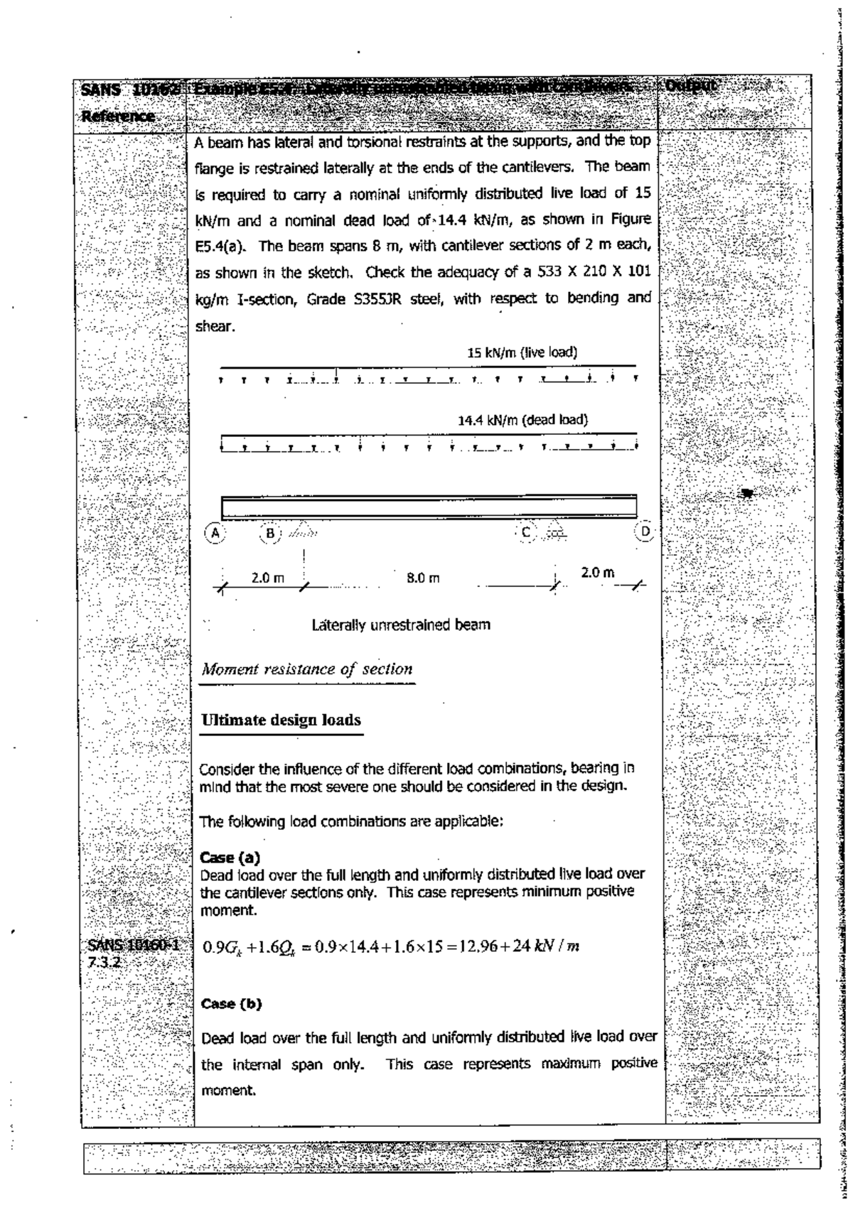 SANS 10162 Example E5.4: Bending Analysis of Laterally Unrestrained ...