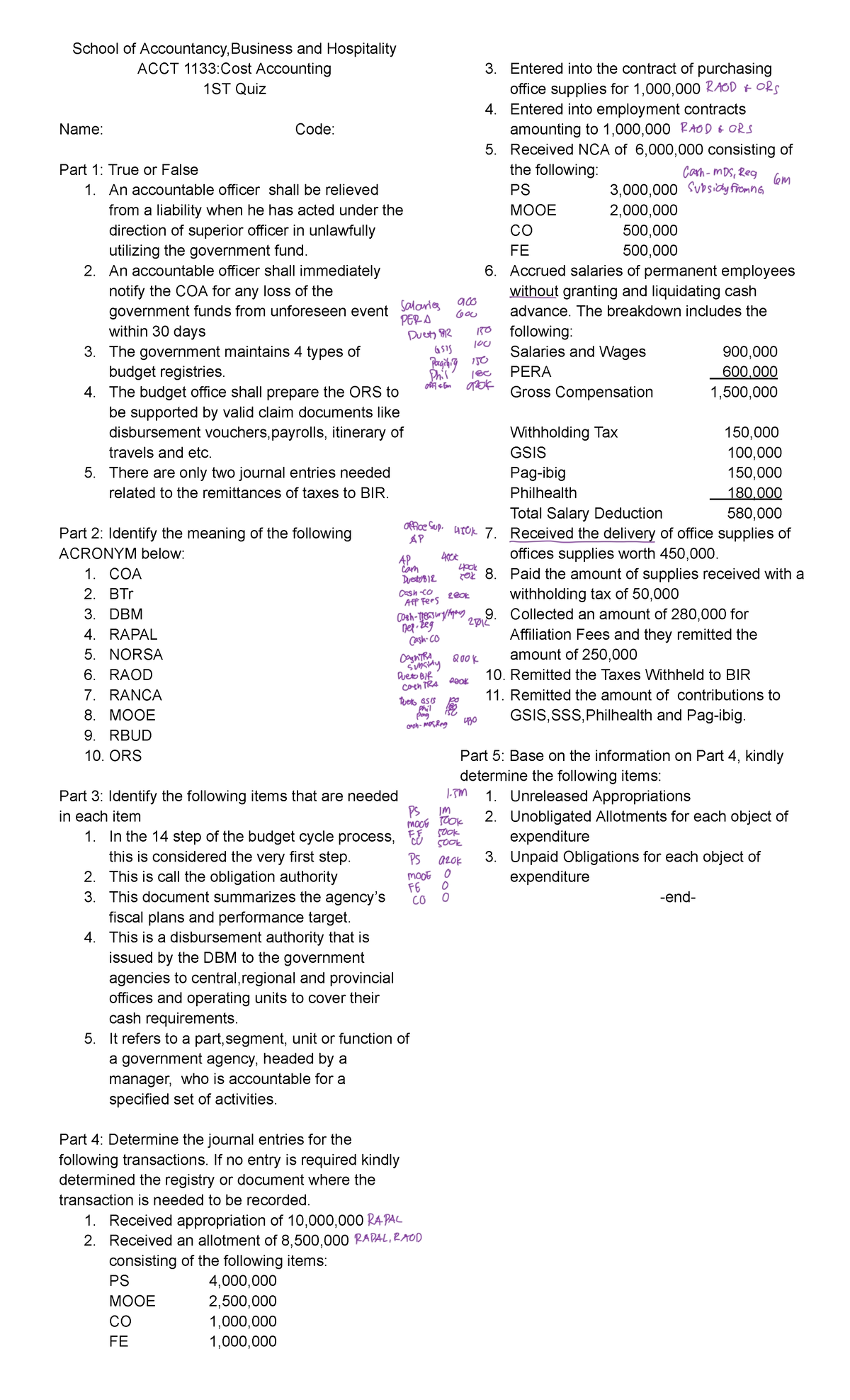 Government Accounting - School of Accountancy,Business and Hospitality ...