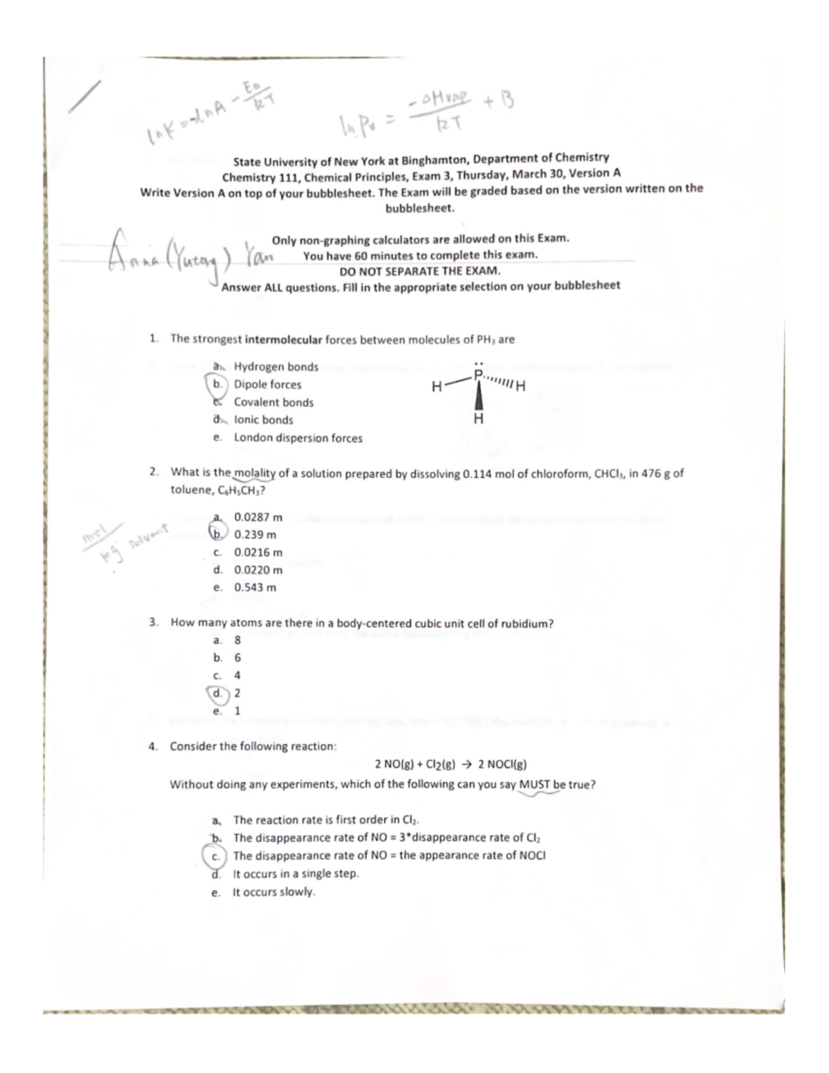 Chem111 exam3 - Chem 111 - Studocu