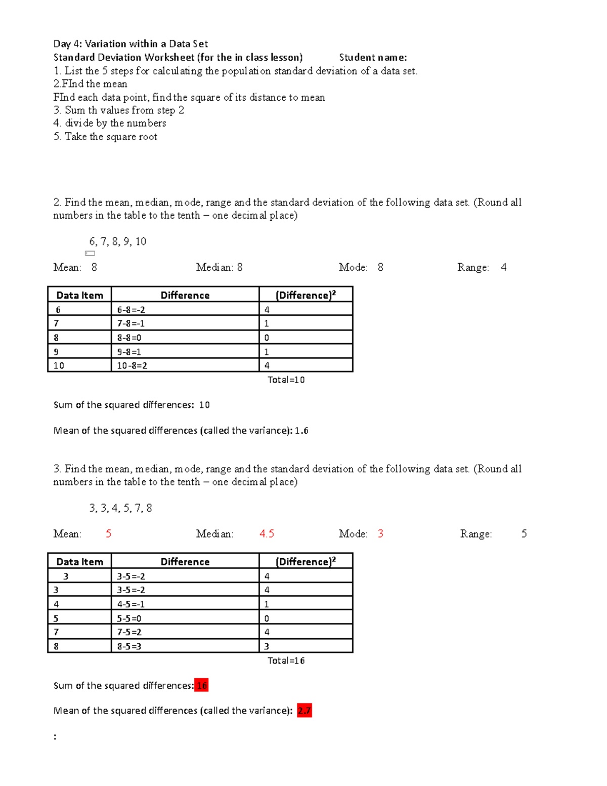 Copy of standard deviation worksheet (in class) - Day 4: Variation ...