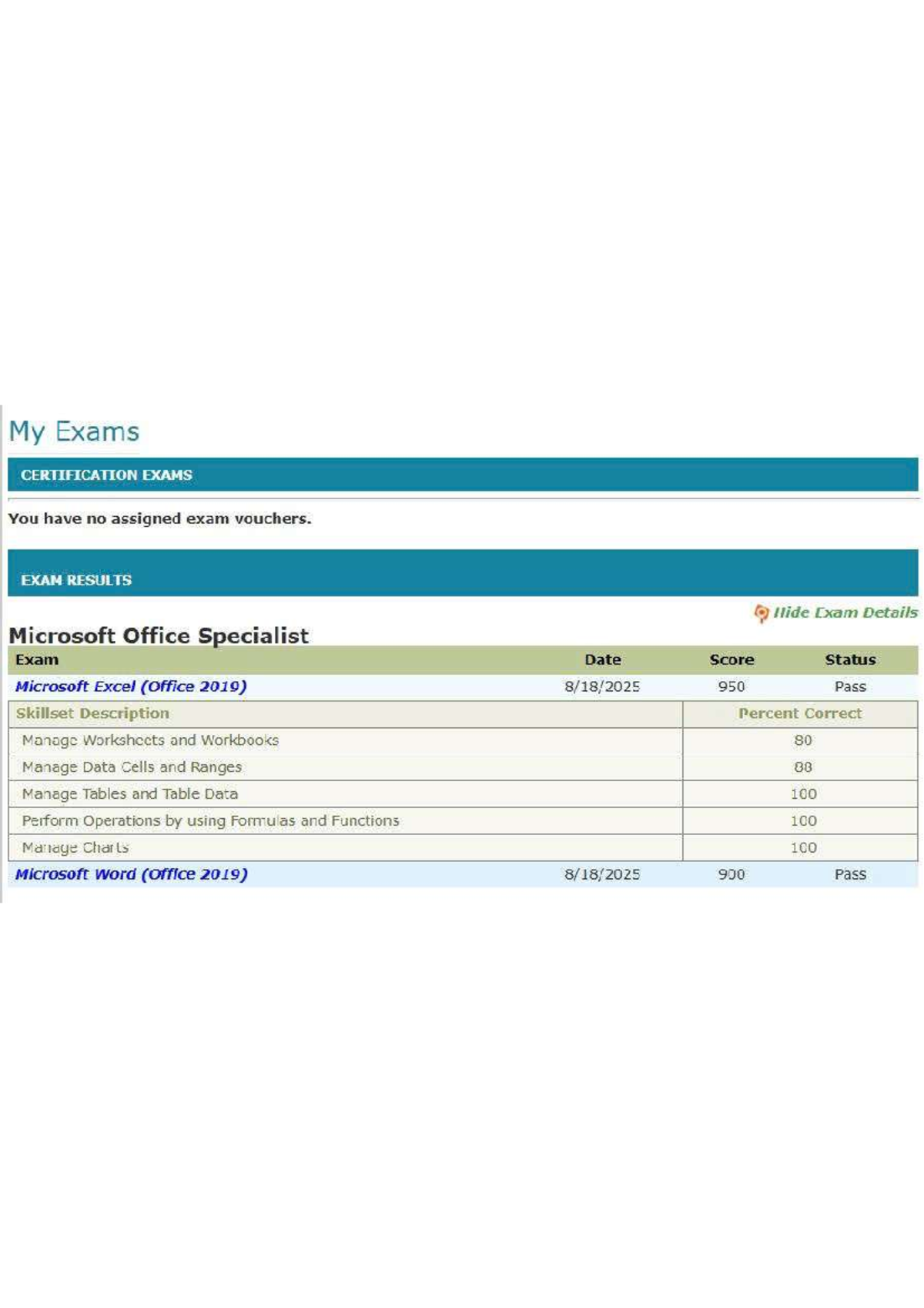 Bangdiem 2 - Microsoft Office Specialist Exam Results - Studocu