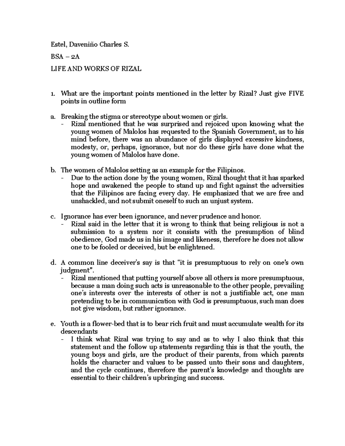 BSA 2A Essay Notes: Key Points on Rizal's Letter about Malolos Women ...