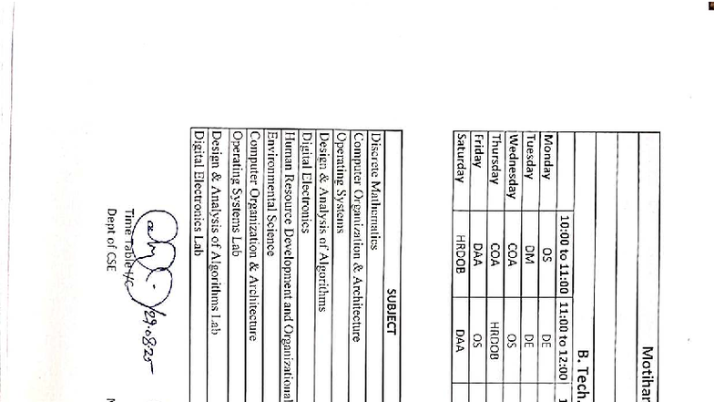 CSE IV Sem Time Table - B. Tech. Motihari College of Engineering - Studocu