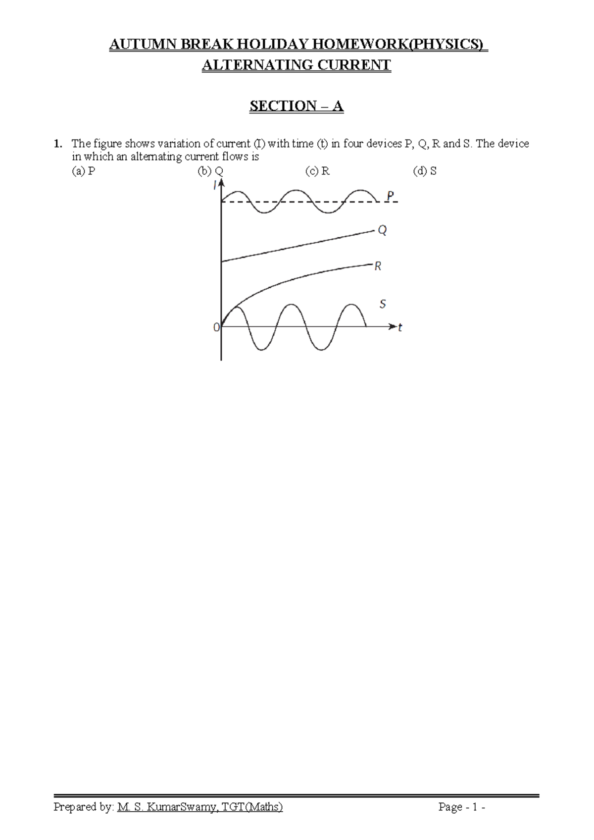 PHYSICS XII CHAPTER 07 ALTERNATING CURRENT PRACTICE PAPER 2024 - Studocu
