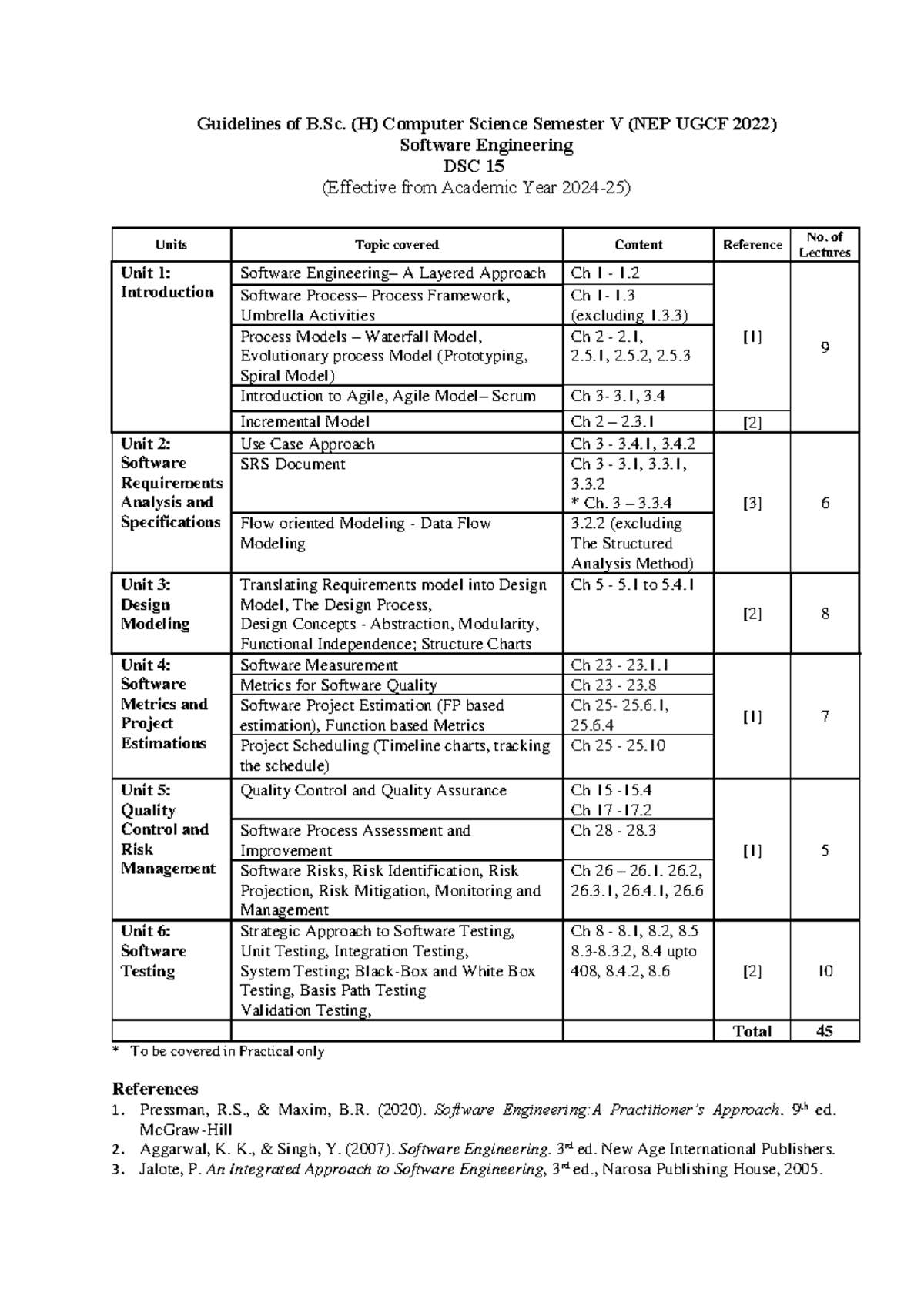 Guidelines for B.Sc. (H) Computer Science Semester V DSC 15 Software ...