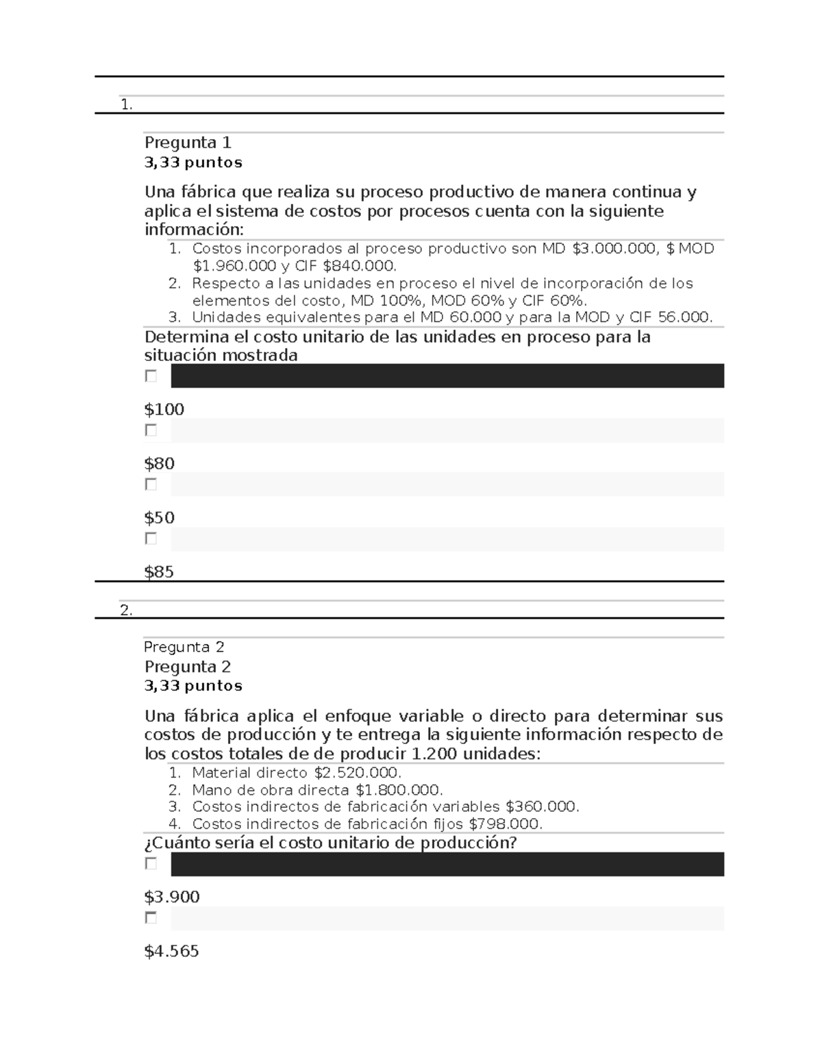 Examen Final de Costos (Contabilidad) - Nota 50 - Studocu