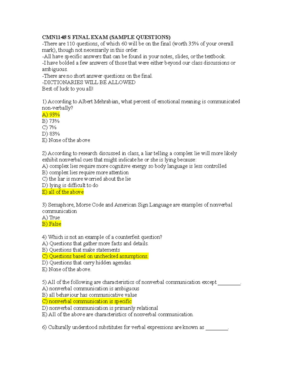 CMN1148 Final Exam Sample Questions and Answers Guide - Studocu