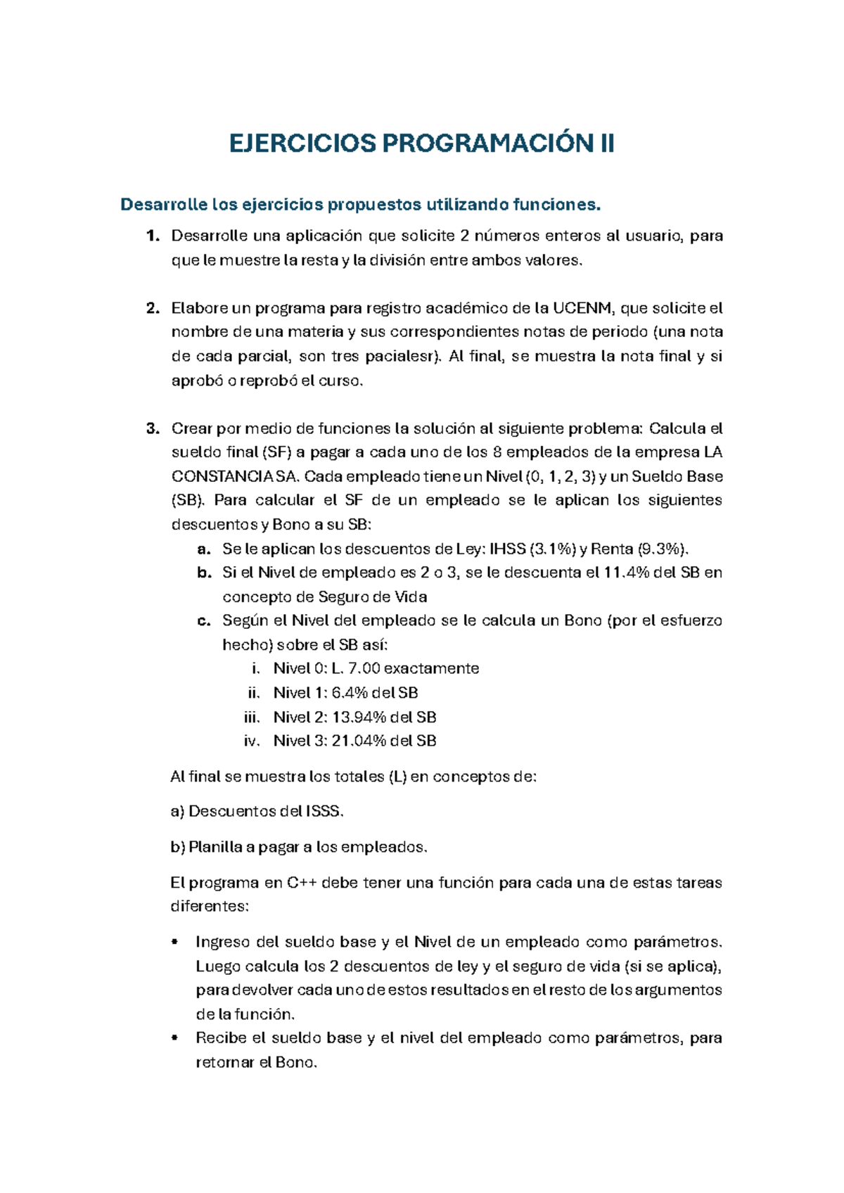 Guía IV Ejercicios Programación II - Funciones y Aplicaciones - Studocu