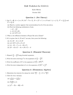 MAM151 - Mathematics 151 (Sf) - Studocu