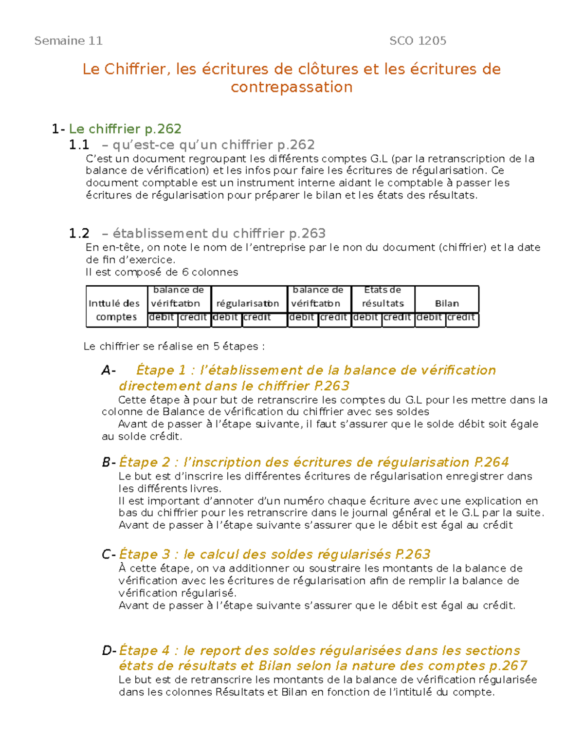 Cours Semaine 11 : Chiffrier et Écritures de Clôture en Comptabilité ...