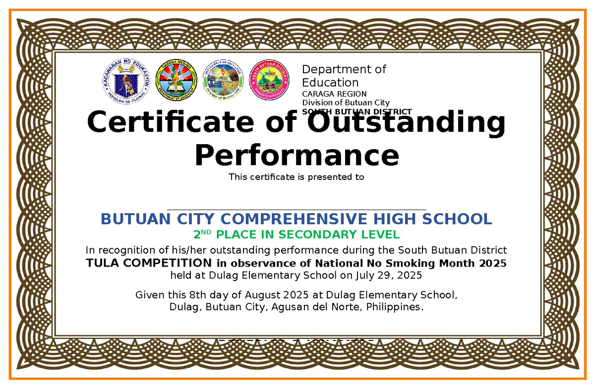 Certificate of Academic Excellence - Certificate of Outstanding Performance This certificate is ...
