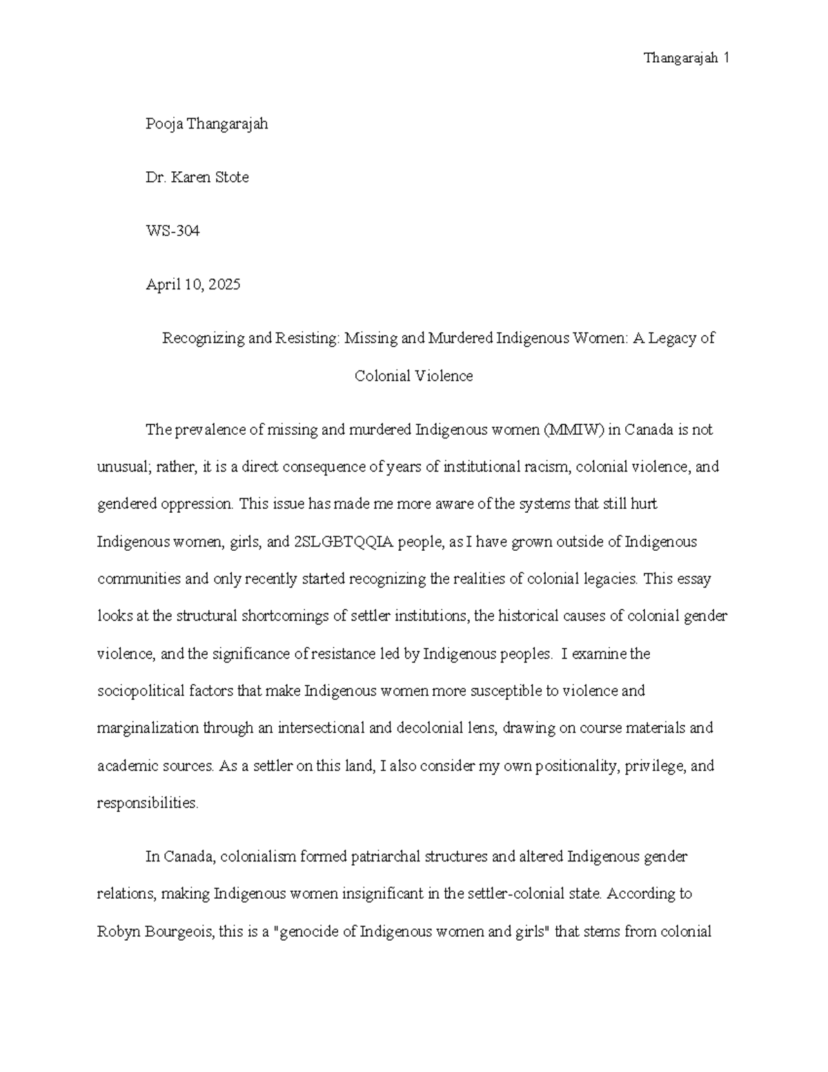 WS304 Final Paper: Recognizing and Resisting Colonial Violence Against ...