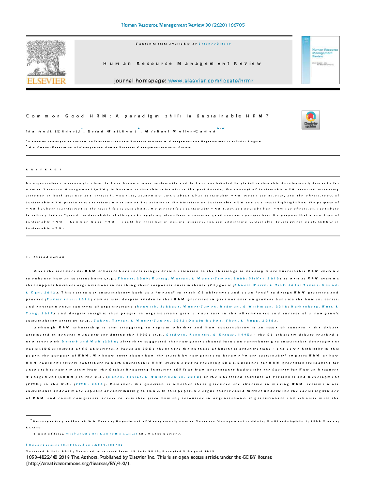 Common Good HRM: A Case Study in Sustainable HRM Practices - Studocu