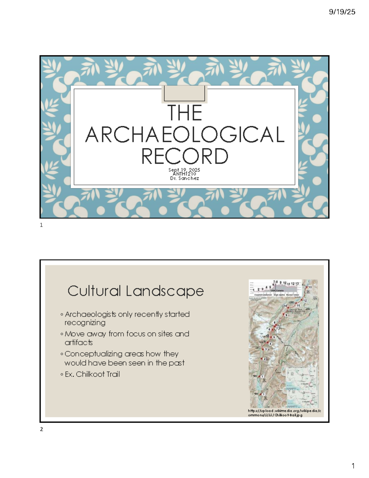 ANTH 1210-A01 Week 3 - Lecture on Cultural Landscape Archaeology - Studocu