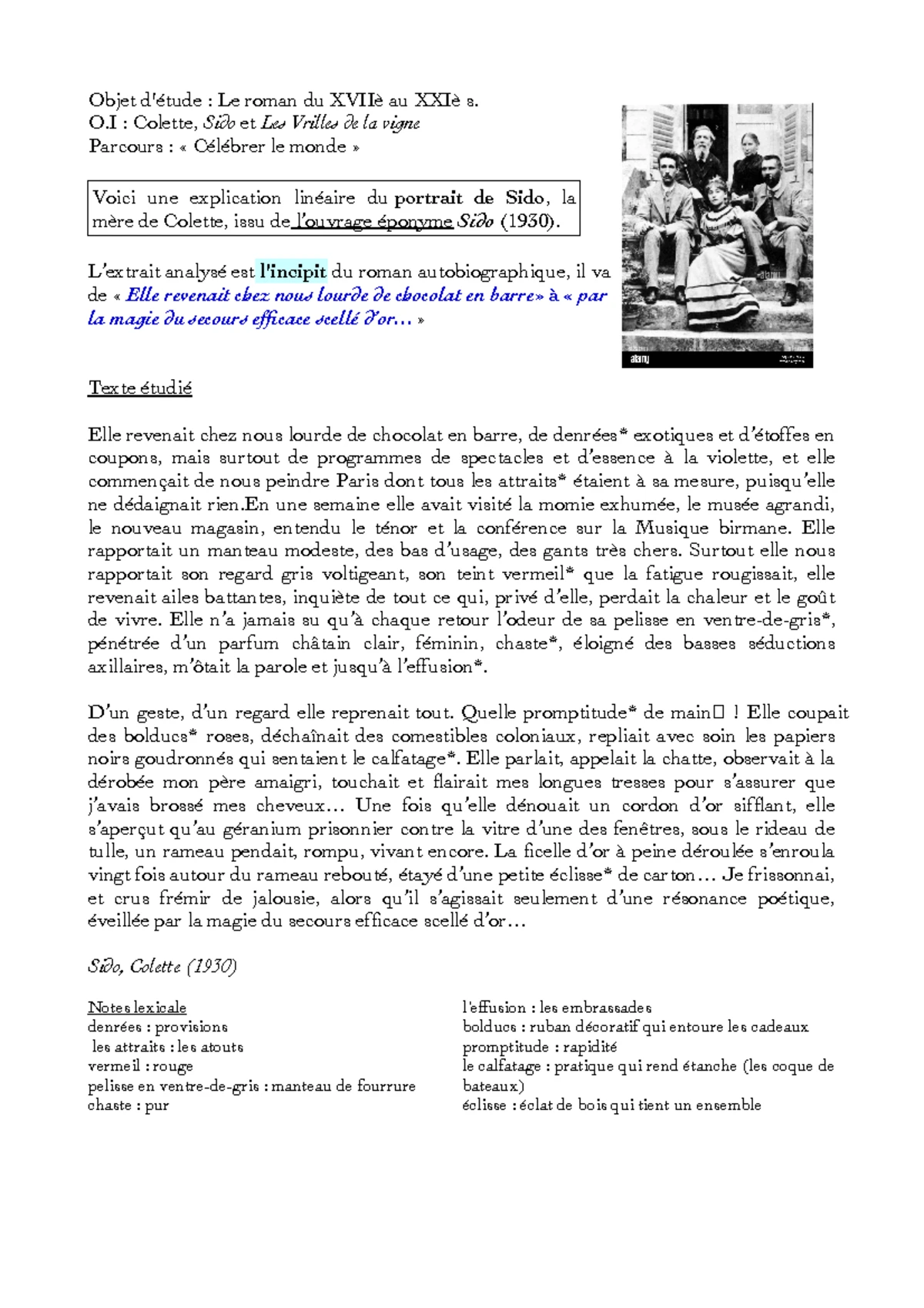 Analyse Linéaire de "Sido" (1930) de Colette : Portrait de Sa Mère ...