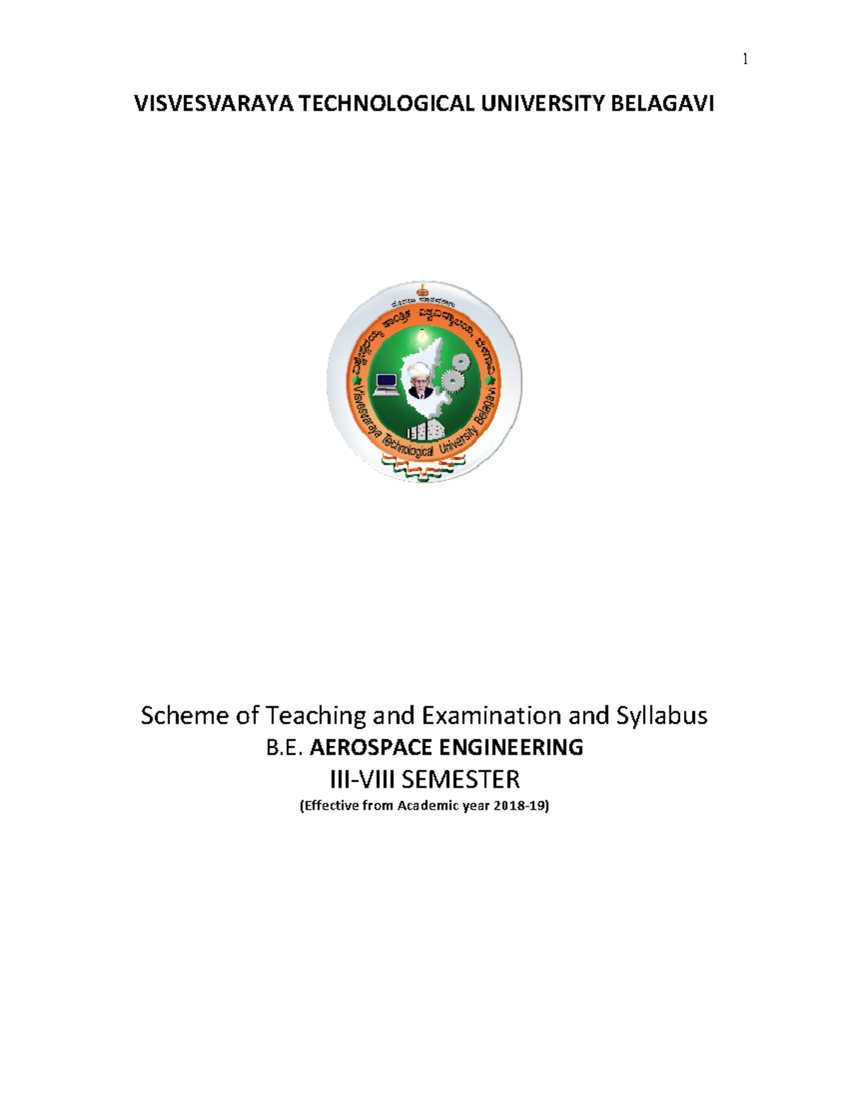 B.E. AERO - Teaching & Examination Scheme for Aerospace Engineering ...