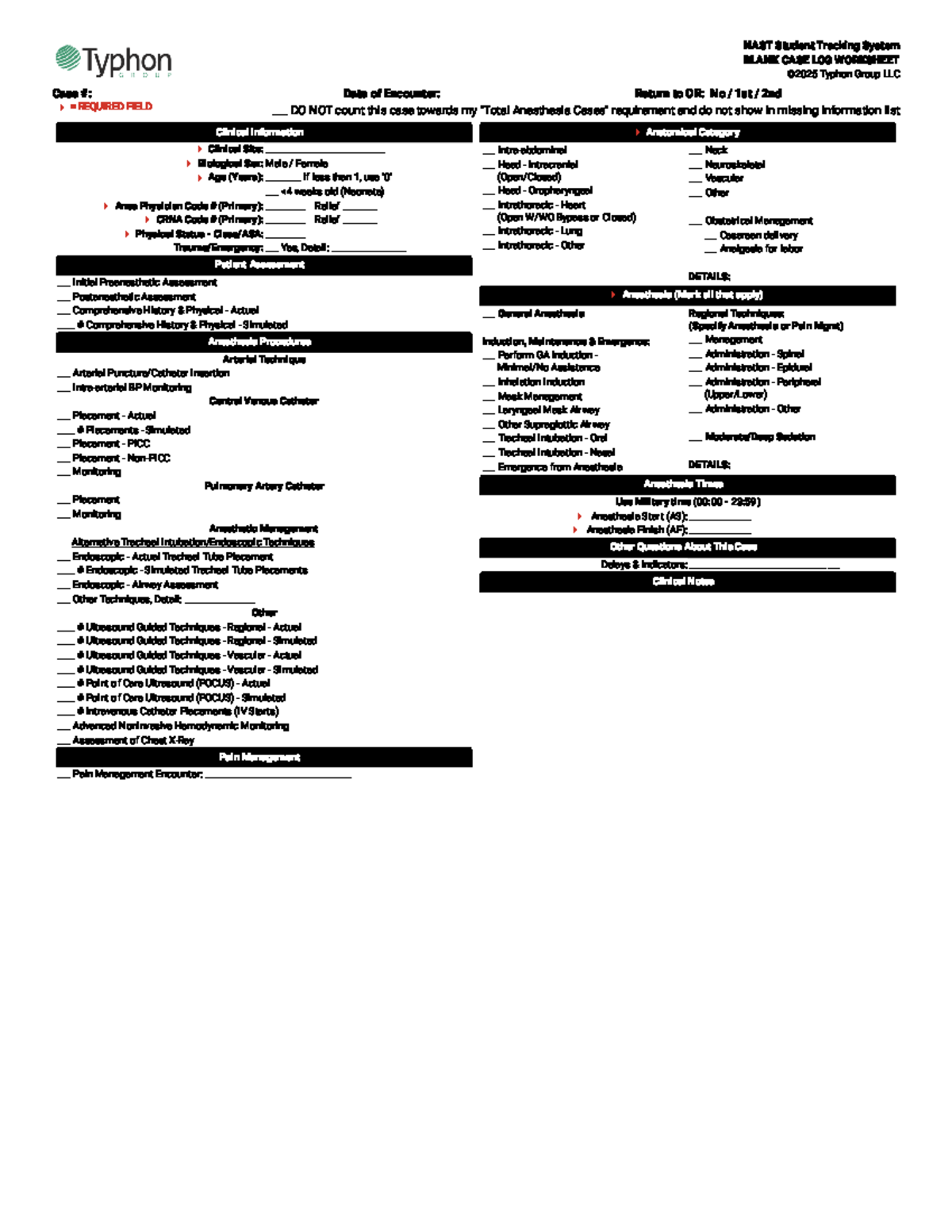 NAST Case Log Worksheet for Clinical Encounters - Typhon Group LLC ...
