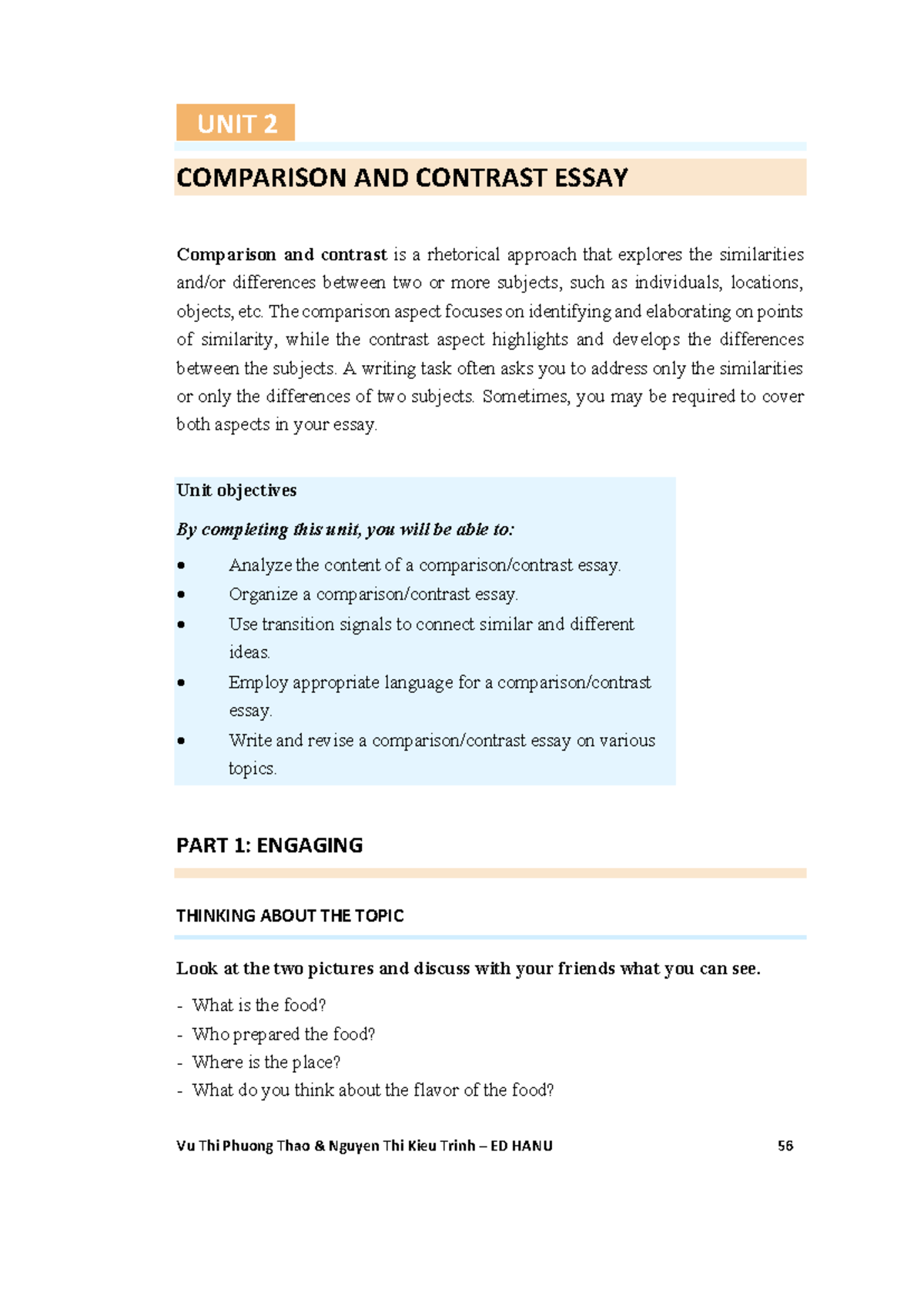 UNIT 2: COMPARISON AND CONTRAST ESSAY GUIDE - Studocu