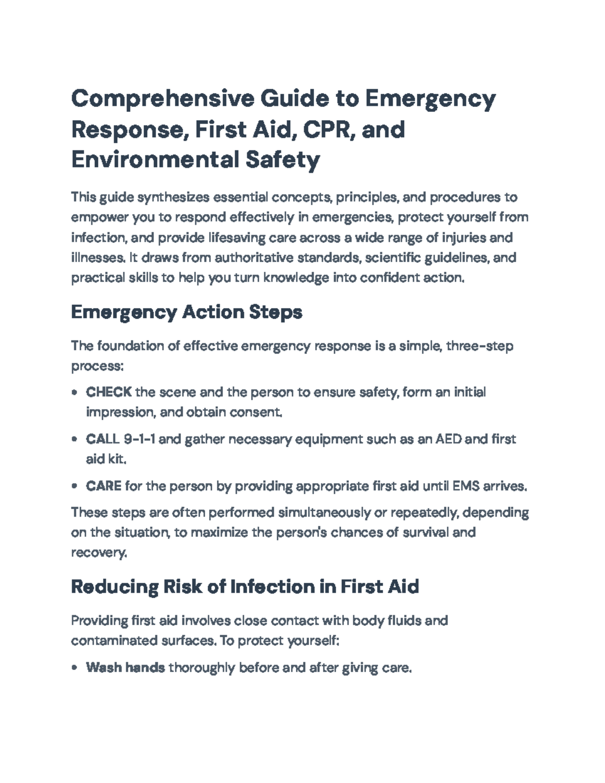 Comprehensive Emergency Response Guide: First Aid, CPR & Safety ...
