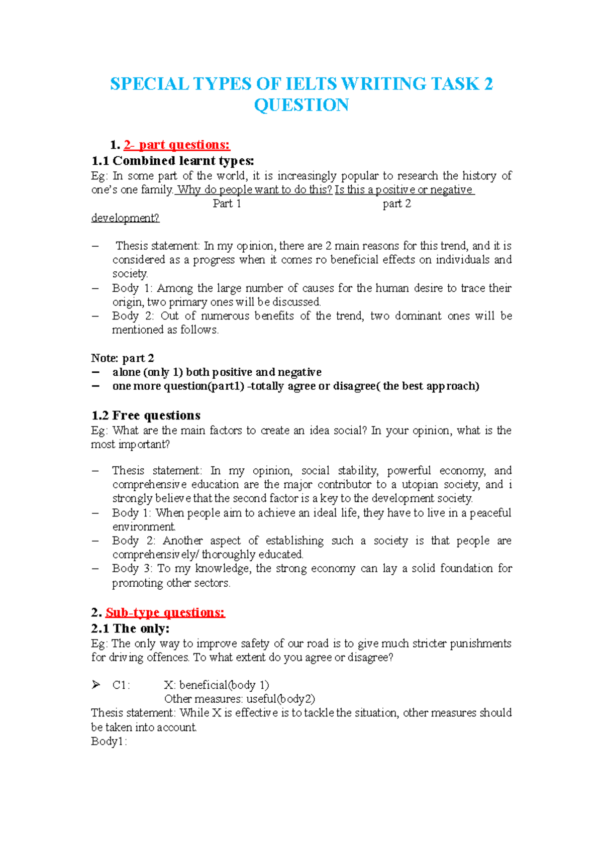 Special Types OF Ielts Writing TASK 2 Question..... - SPECIAL TYPES OF ...