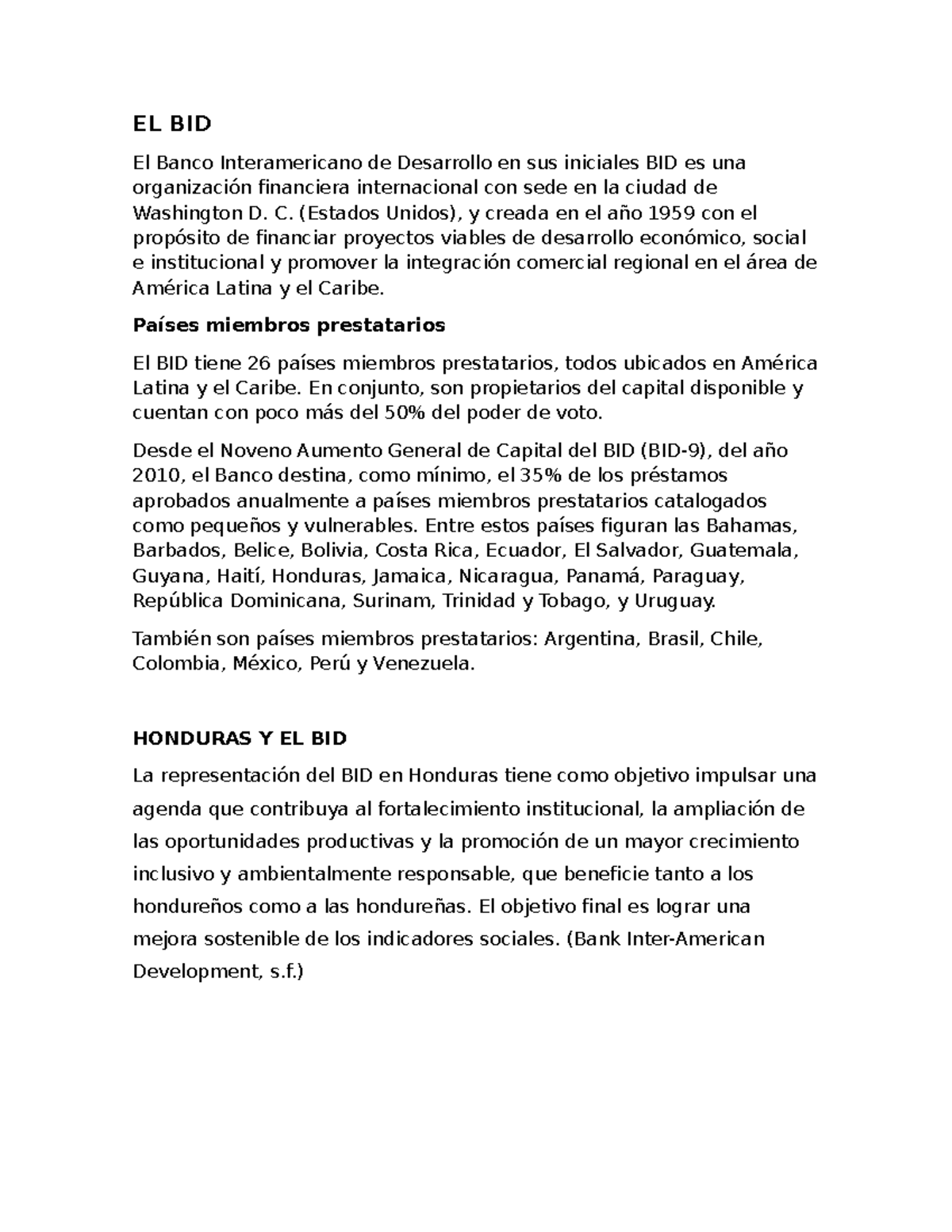 EL BID aporte de plani - aportr - EL BID El Banco Interamericano de ...