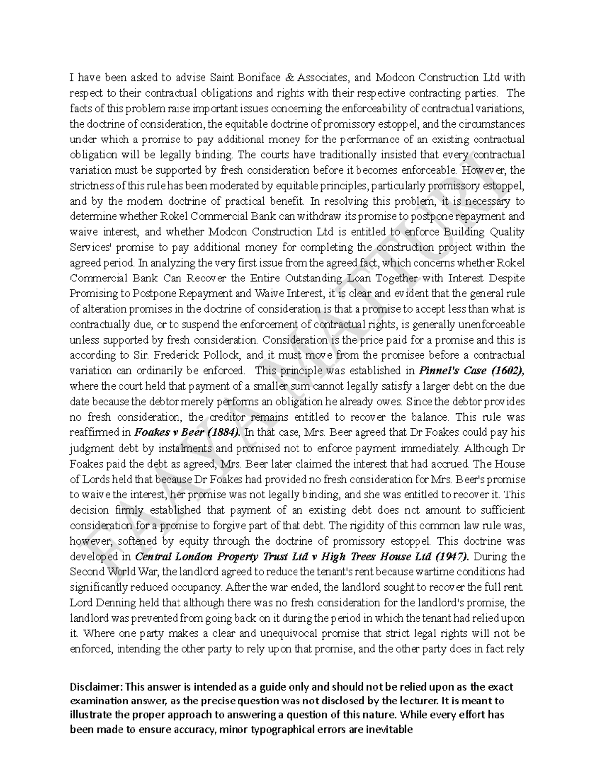 Promissory Estoppel & Contractual Obligations: TEST Guide - Studocu