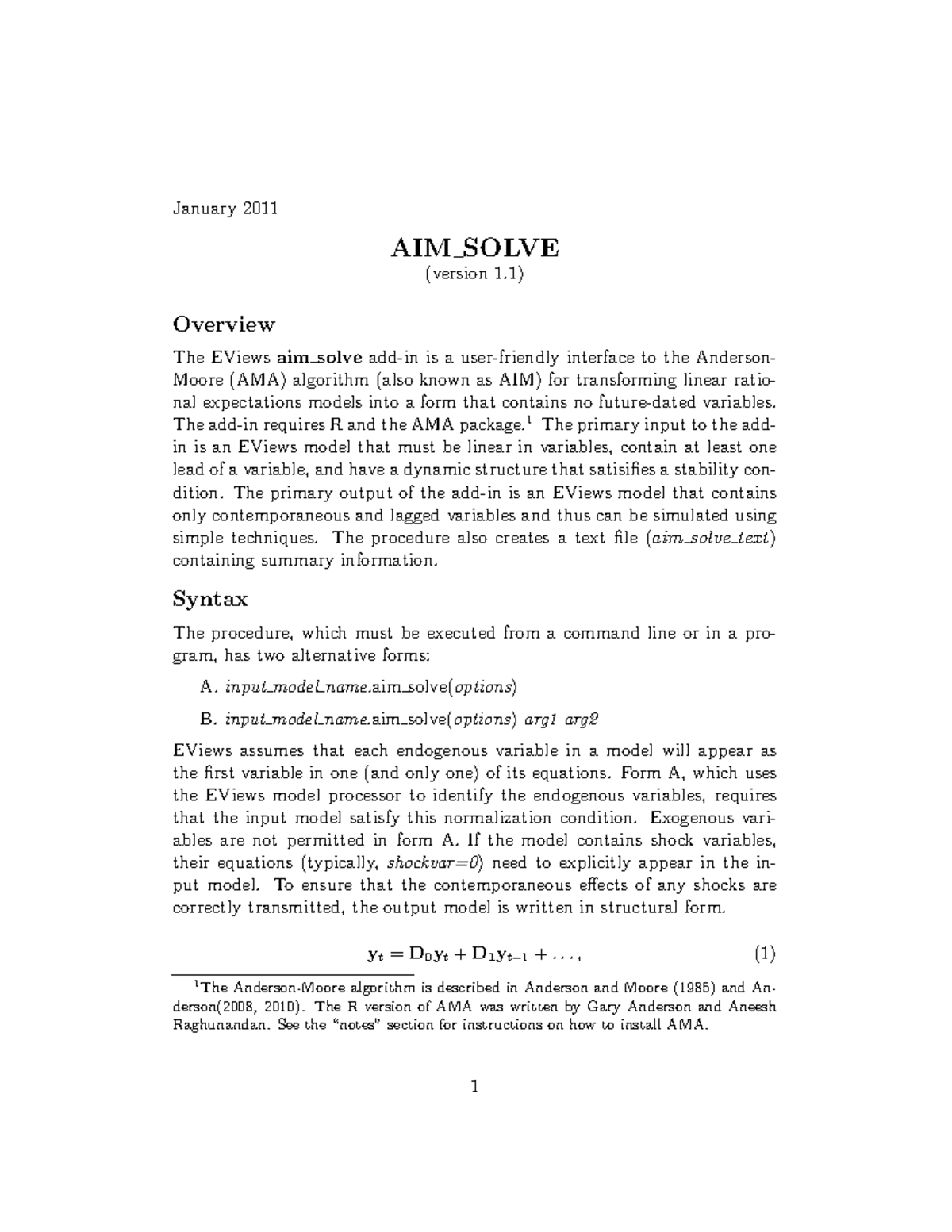 AIM SOLVE Overview & Syntax Guide (Version 1.1) - Studocu