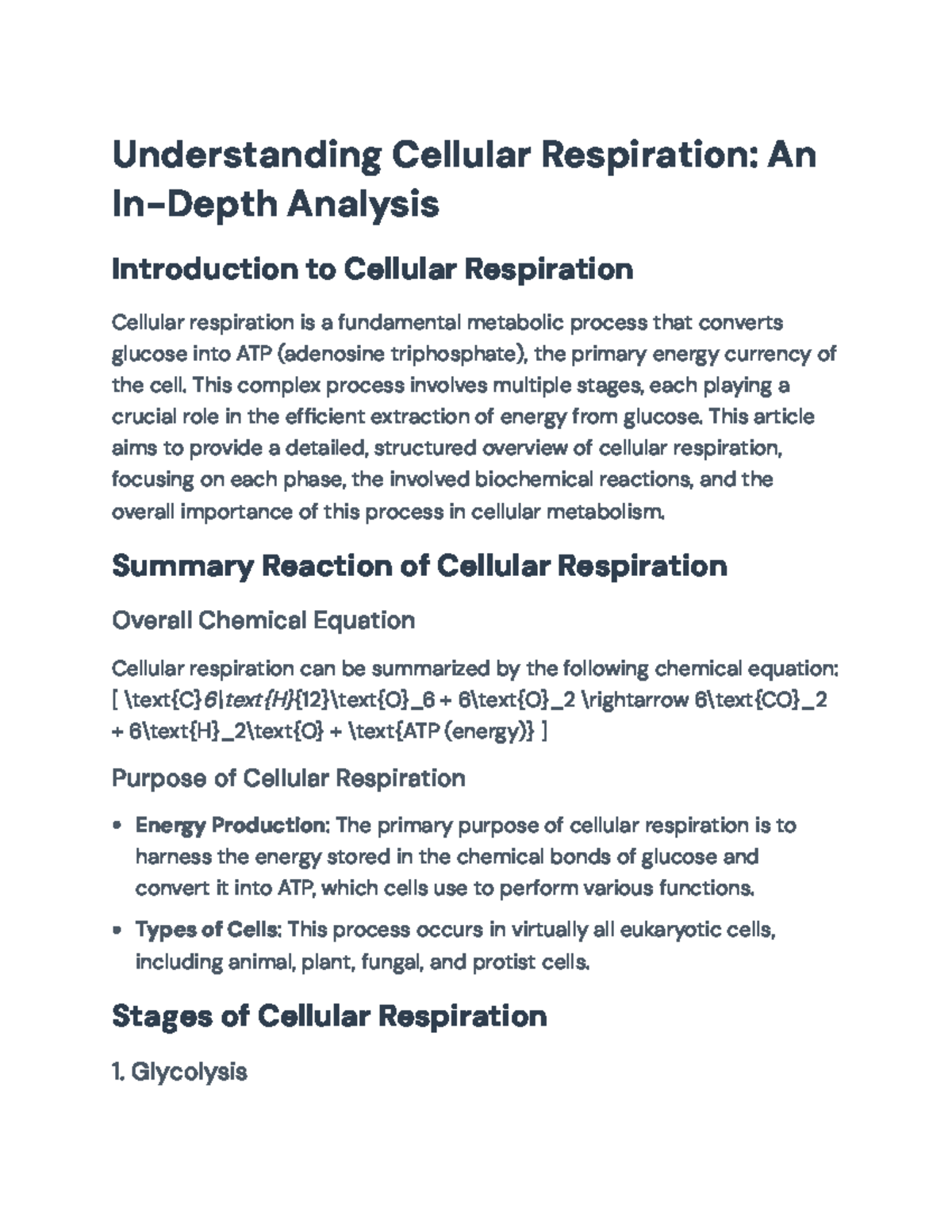Understanding Cellular Respiration: Detailed Mechanisms and Stages ...