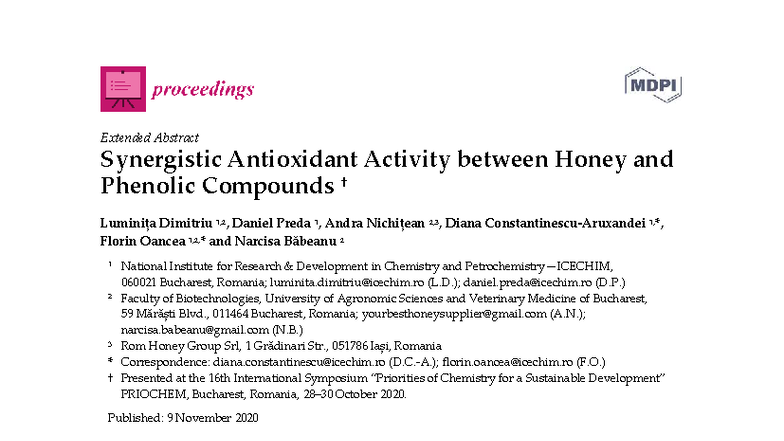 Synergistic Antioxidant Effects of Honey & Phenolic Compounds ...