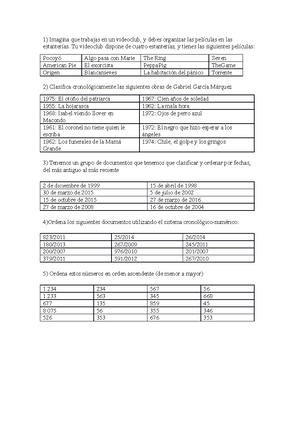 Ejercicios Sistema Alfabético - Clasificación alfabética UNIDAD 7: Gestión de correspondencia e ...