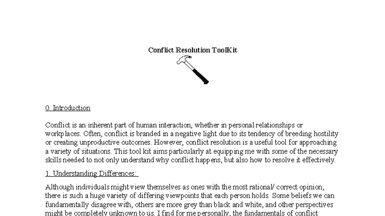 Conflict Resolution Toolkit: Understanding and Managing Differences ...