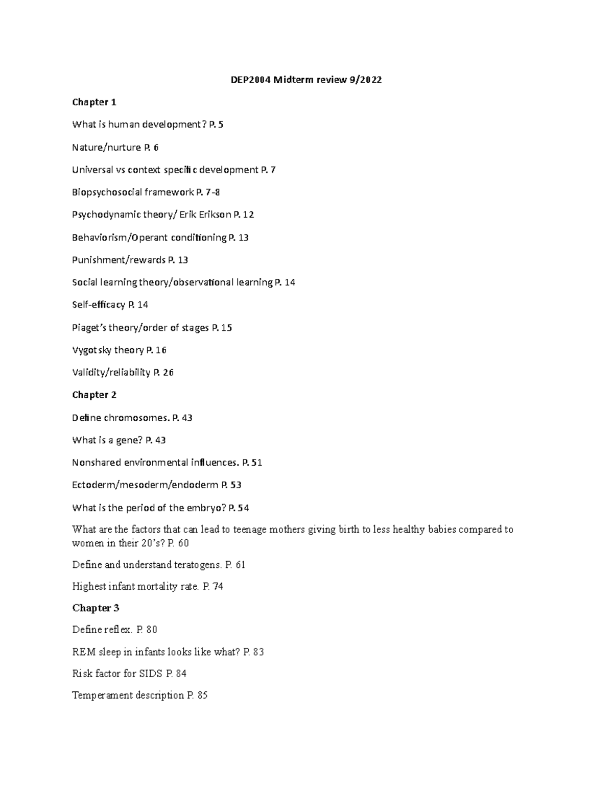 DEP2004 Midterm Review: Key Topics in Human Development and Adolescence ...