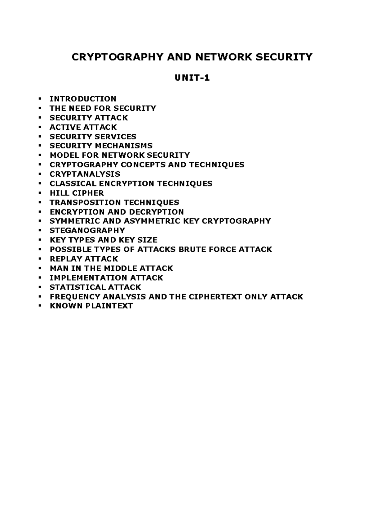 Cryptography & Network Security Concepts - 20AF3876 Lecture Notes - Studocu