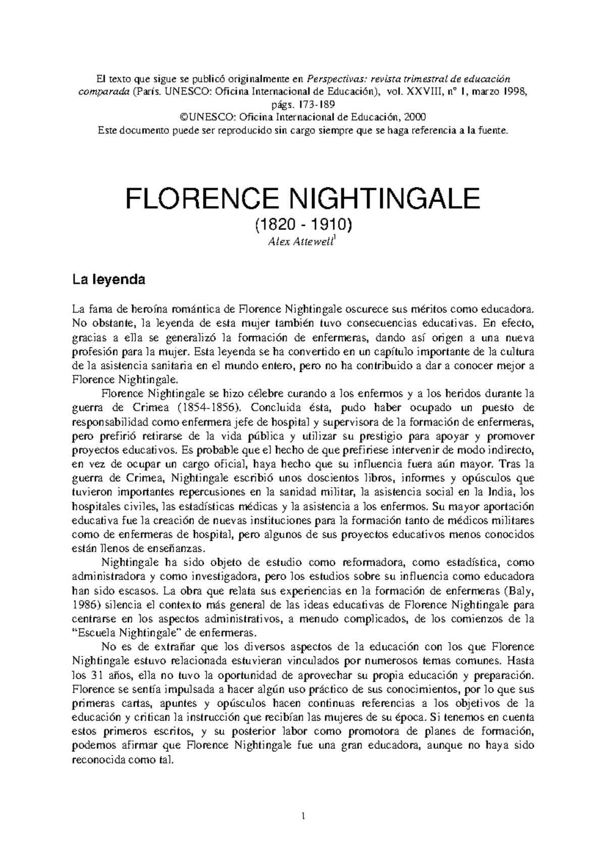 "Florence Nightingale: Educadora y Pionera en Enfermería (1820-1910 ...