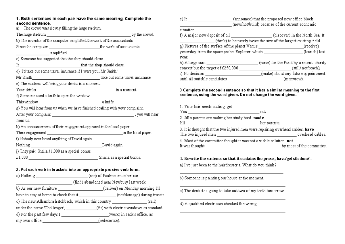 Grammar Passive Exercises - APA - Studocu