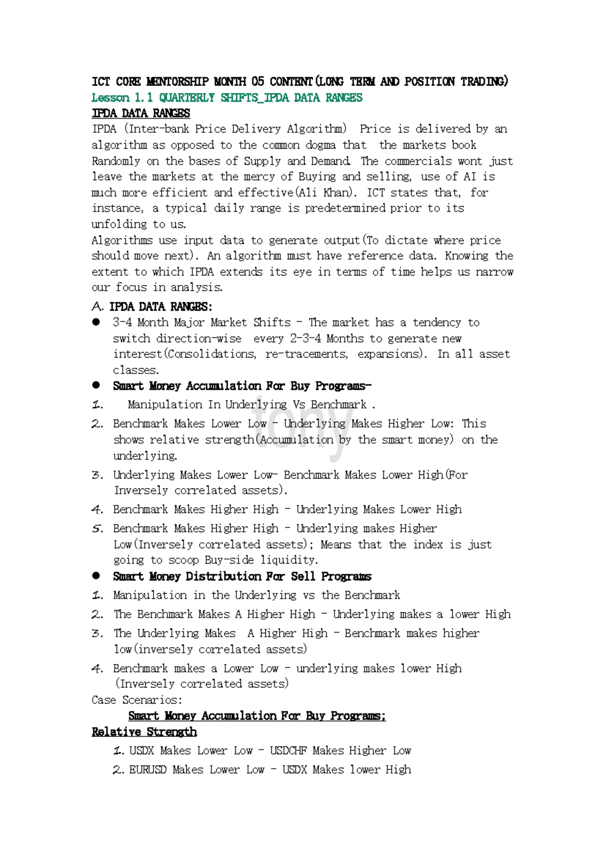 **Revamped ICT CORE Mentorship Month 05 Content: Long/Position Trading ...