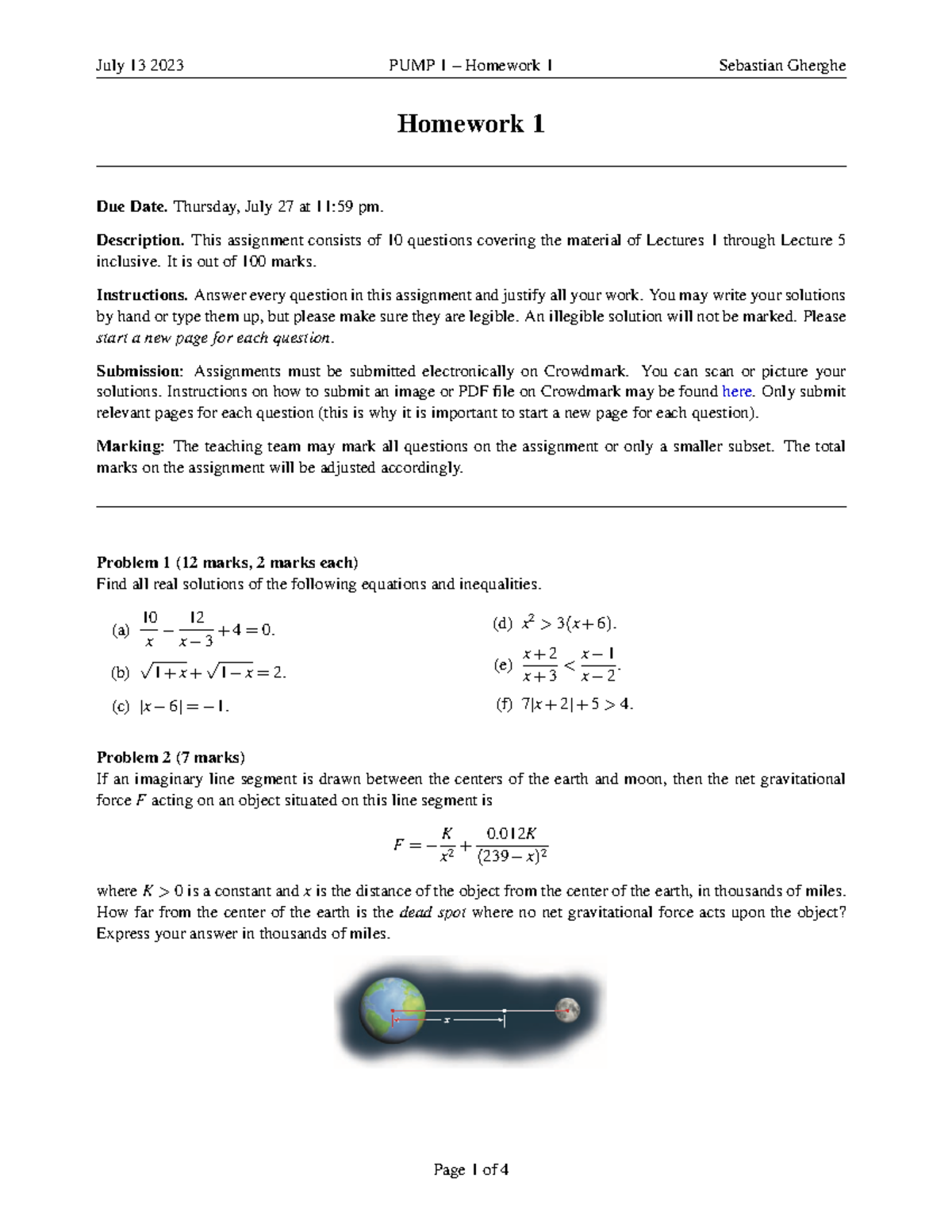 MAT135 Homework 1 - Questions from Lectures 1-5 (Due July 27) - Studocu