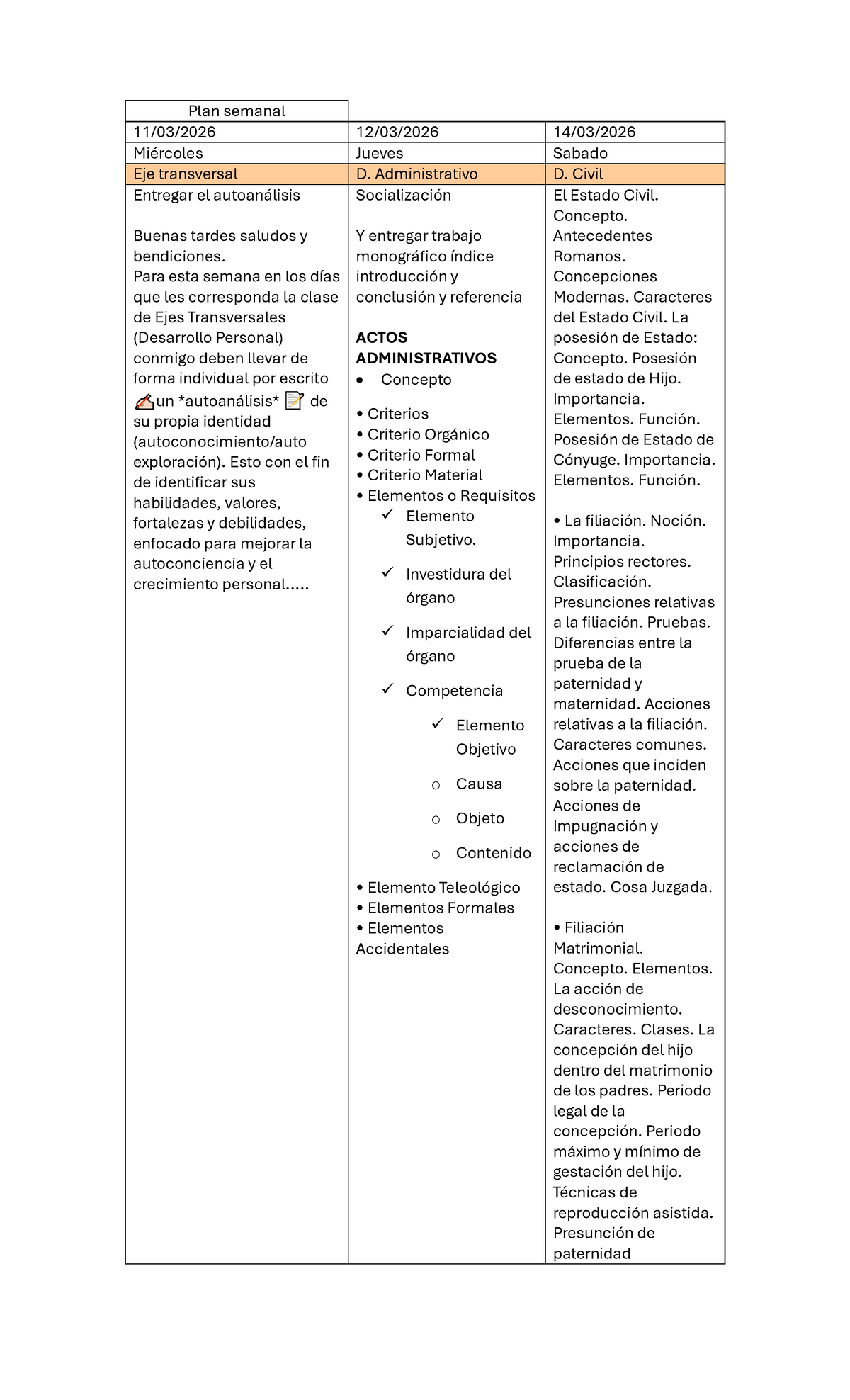 Plan Semanal 5 - Ejes Transversales y Derecho Civil - Studocu