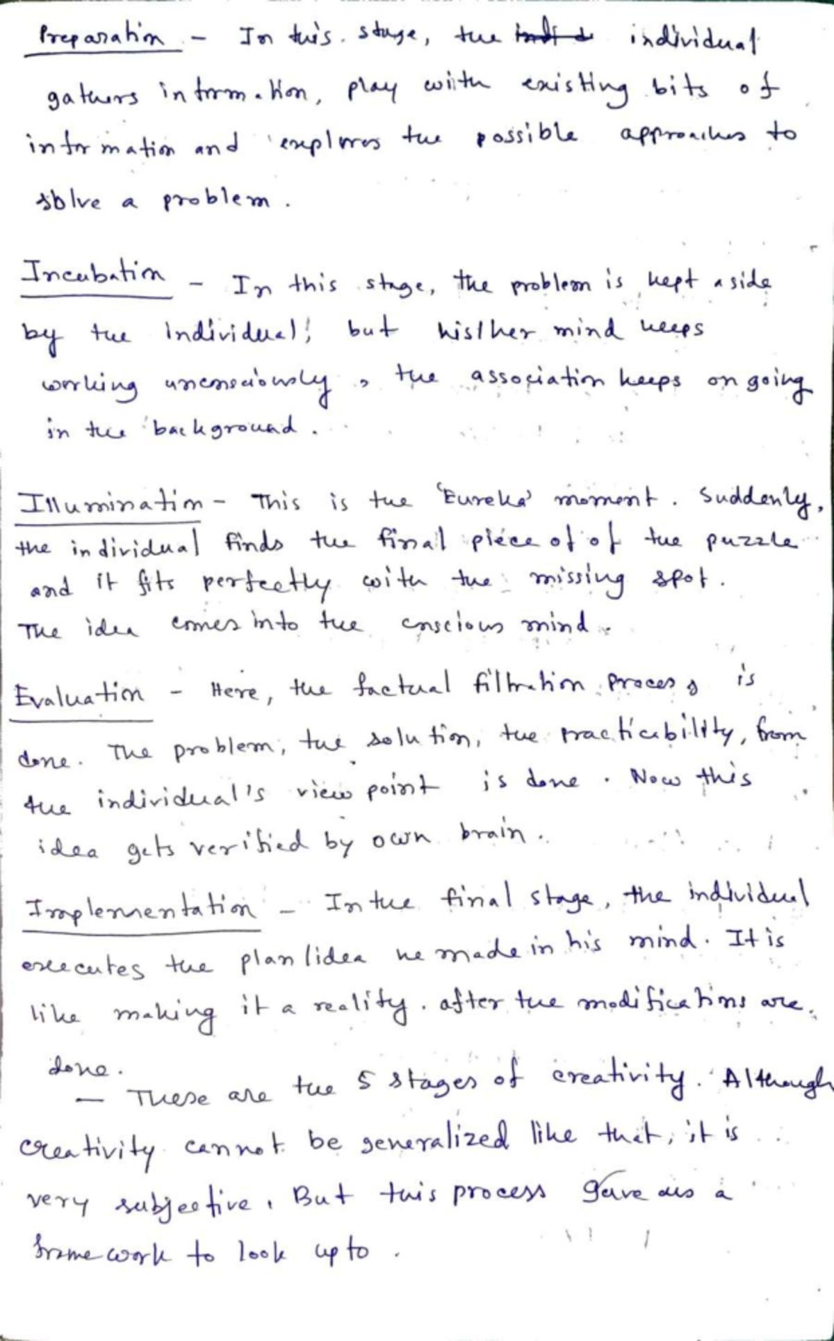 Creativity Stages: A Framework for Problem Solving (5 Marks) - Studocu