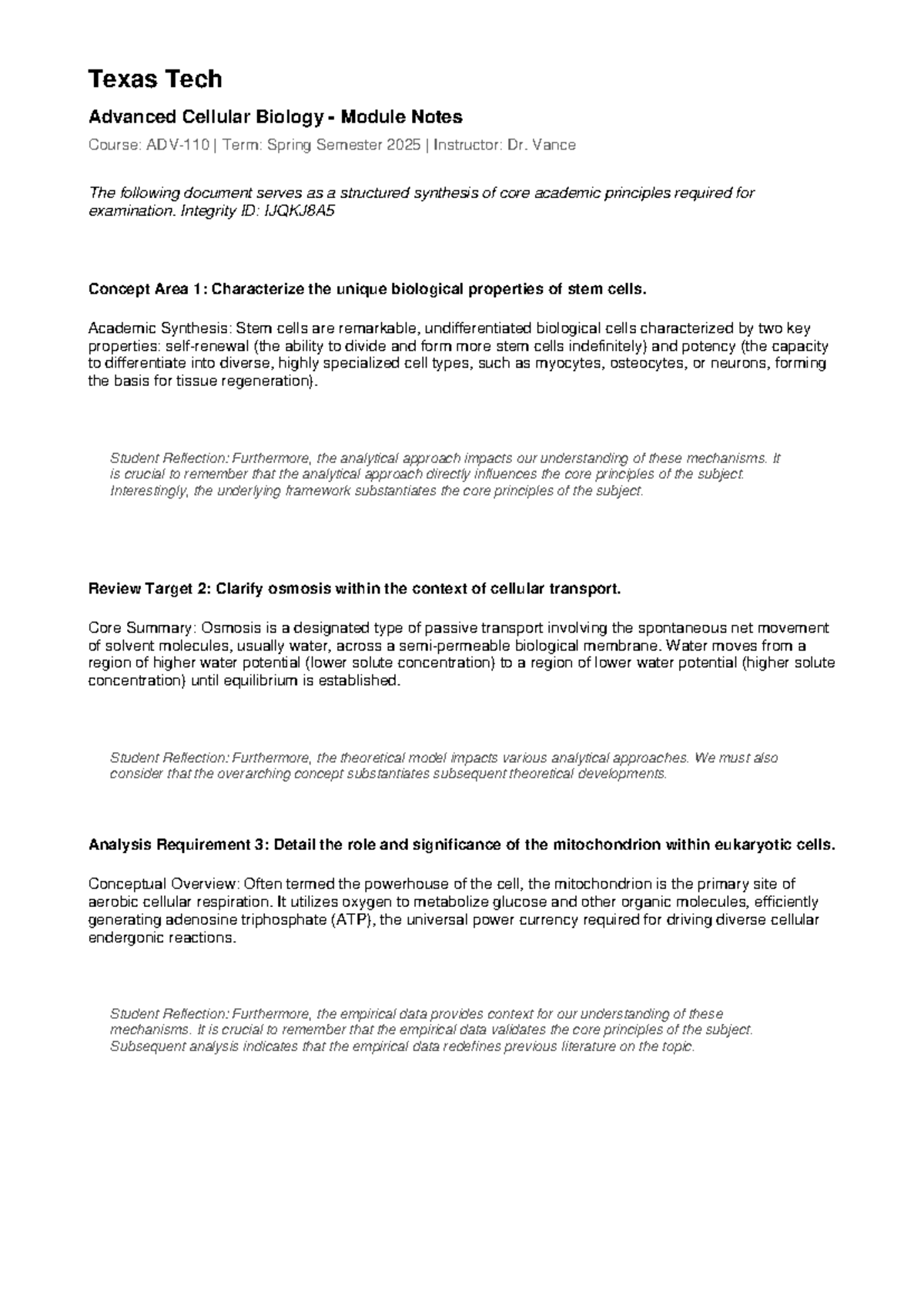 Advanced Cellular Biology Module Synthesis Notes - Course ADV-110 - Studocu