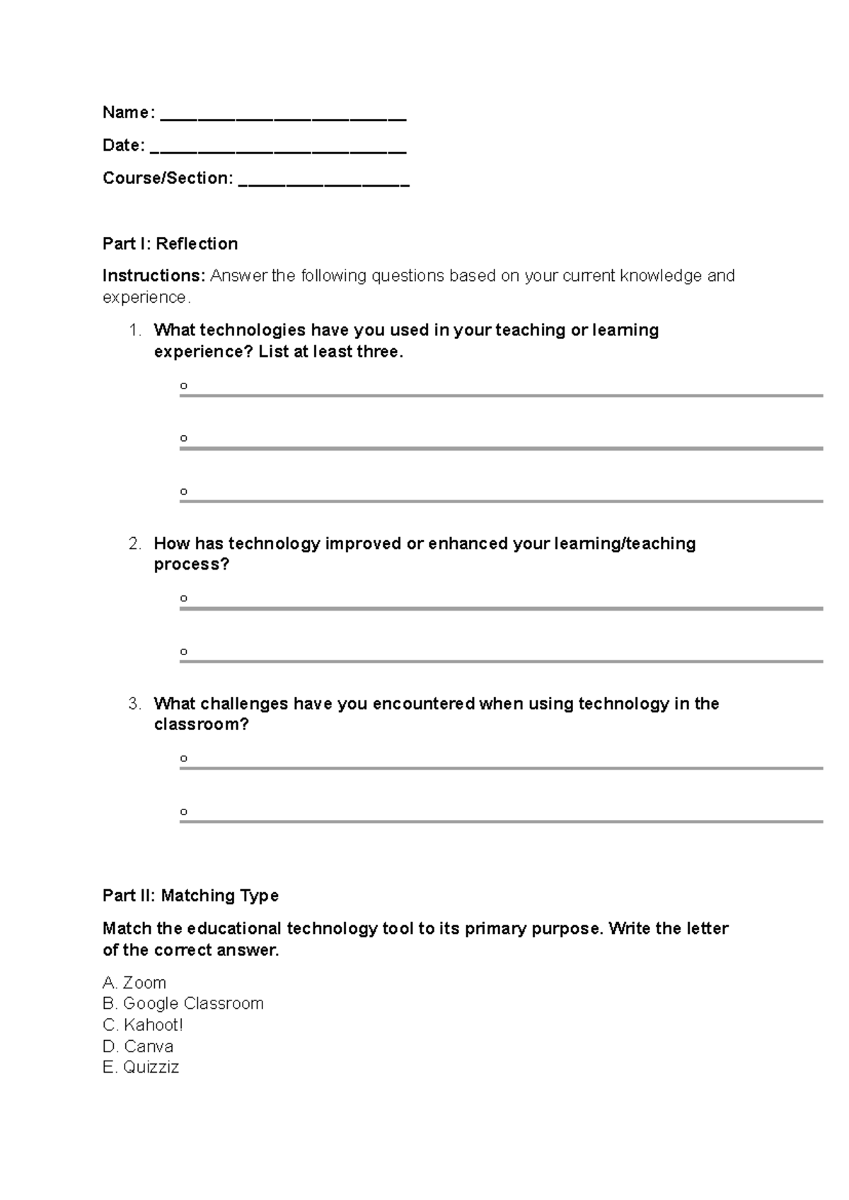 Reflection on Educational Technology Tools and Their Impact - Studocu
