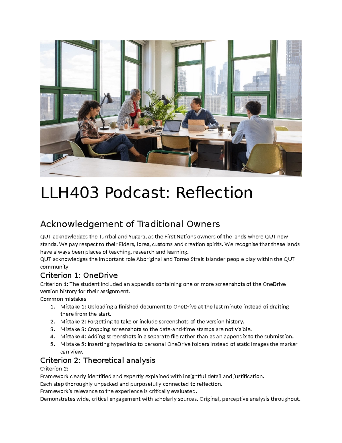 LLH403 Podcast Reflection: Acknowledging Traditional Owners & Common ...