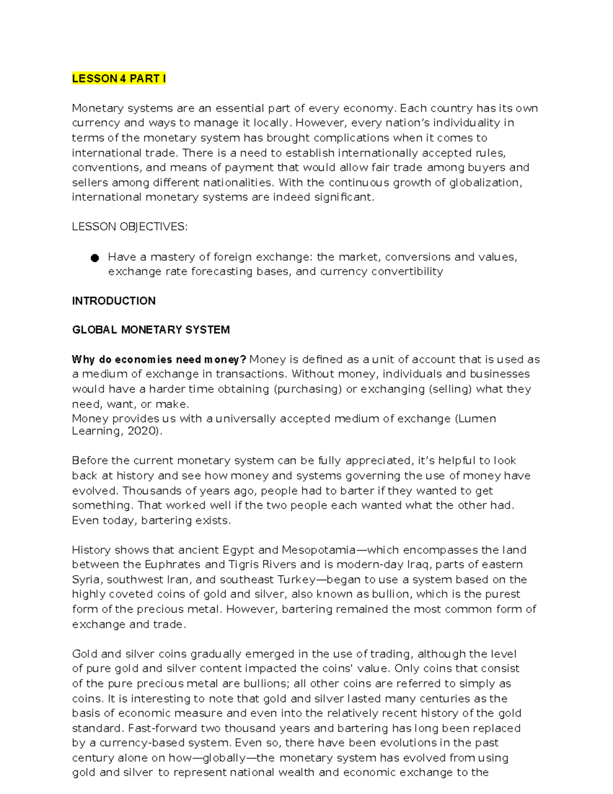 International Business and Trade Reviewer: Lesson 4 on Monetary Systems ...
