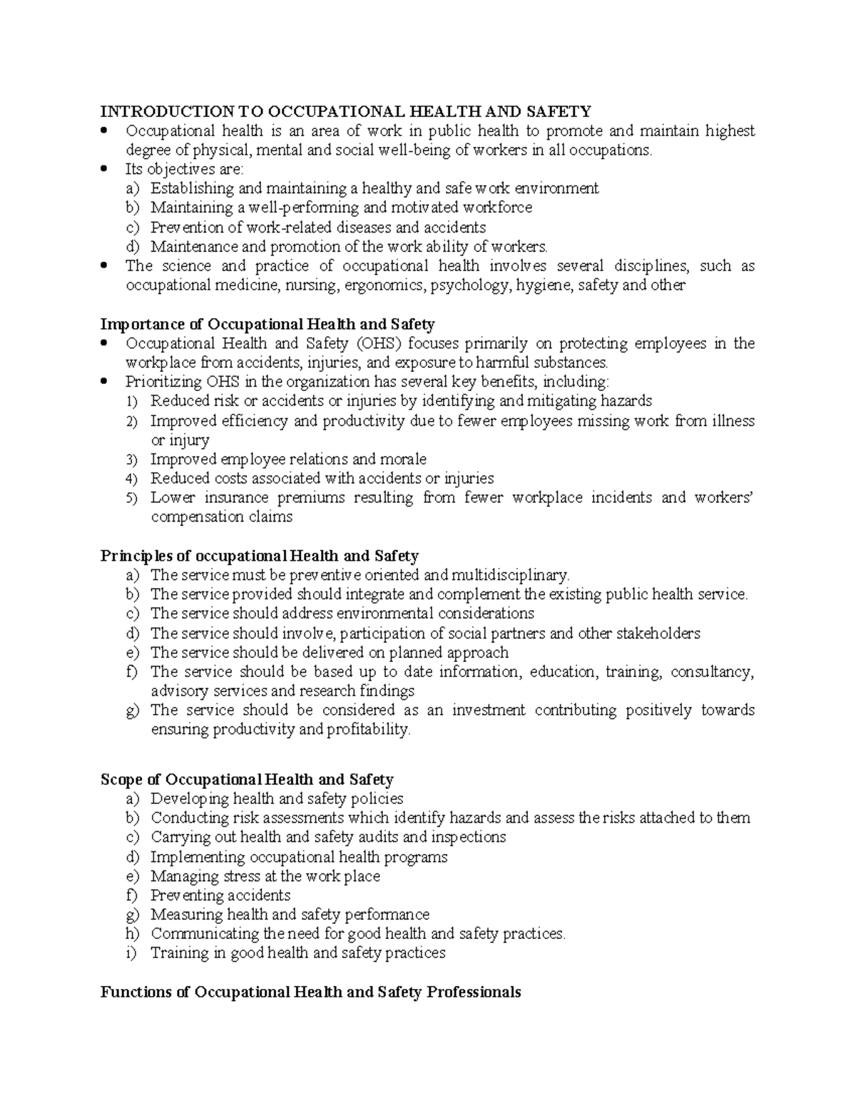 OHS 101: Introduction to Occupational Health and Safety Principles ...