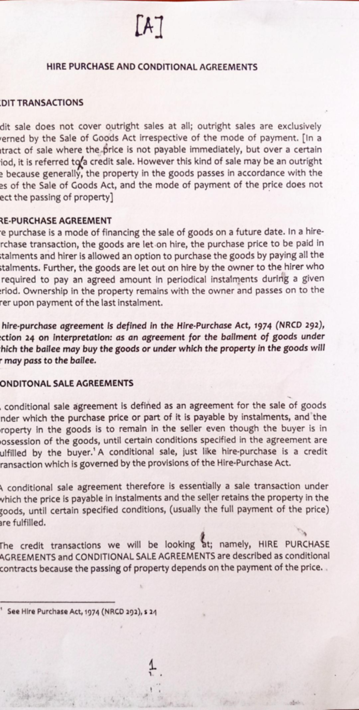 HIRE PURCHASE AND CONDITIONAL SALE AGREEMENTS: A Comprehensive Overview ...